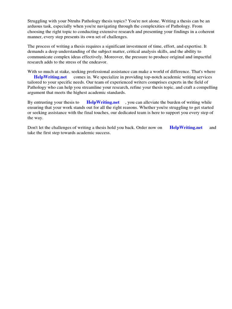 Ntruhs Pathology Thesis Topics | PDF | Pathology | Medical Specialties