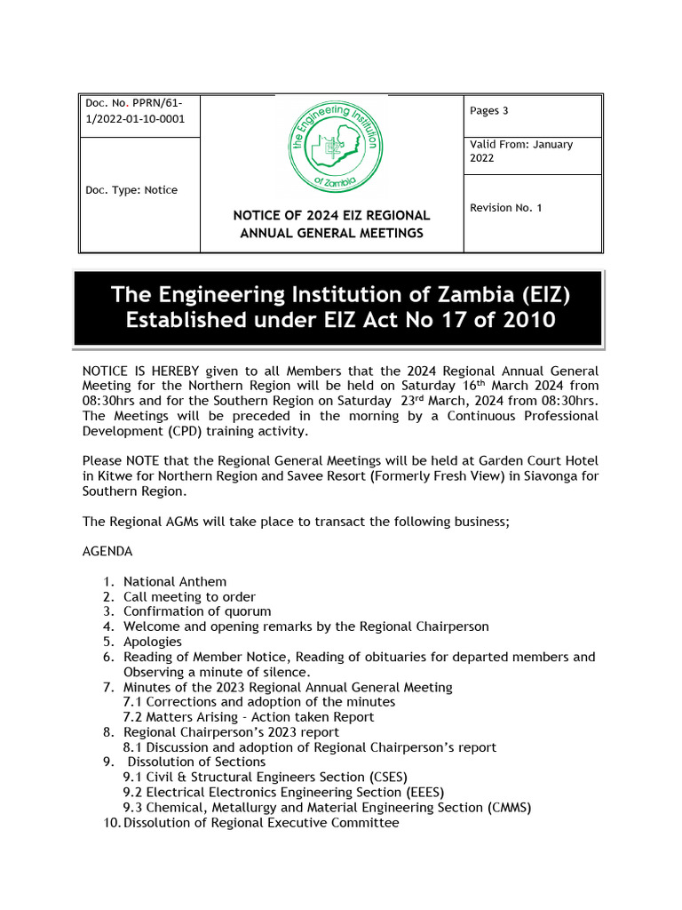 Regional AGM Member Notices 2024 | PDF | United States House Of ...