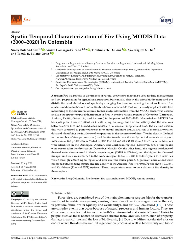 Spatio Temporal Characterization Of Fire Using Modis Fire Q1 Download