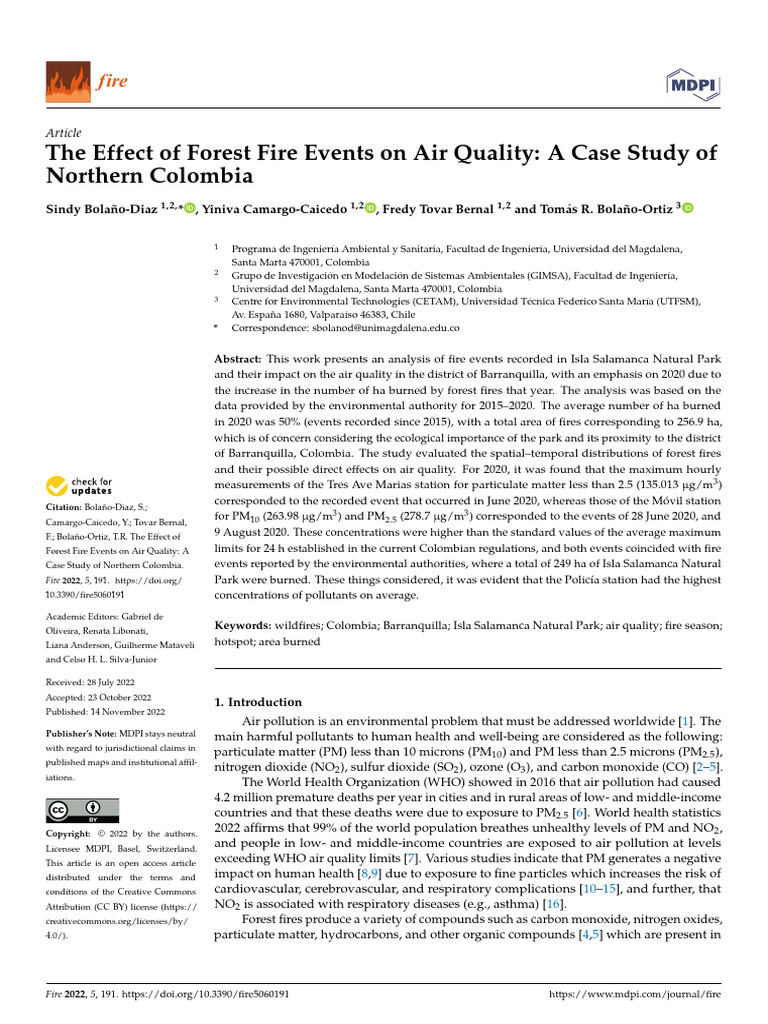 The Effect of Forest Fire Events On Air Quality - A Case Study - Fire ...