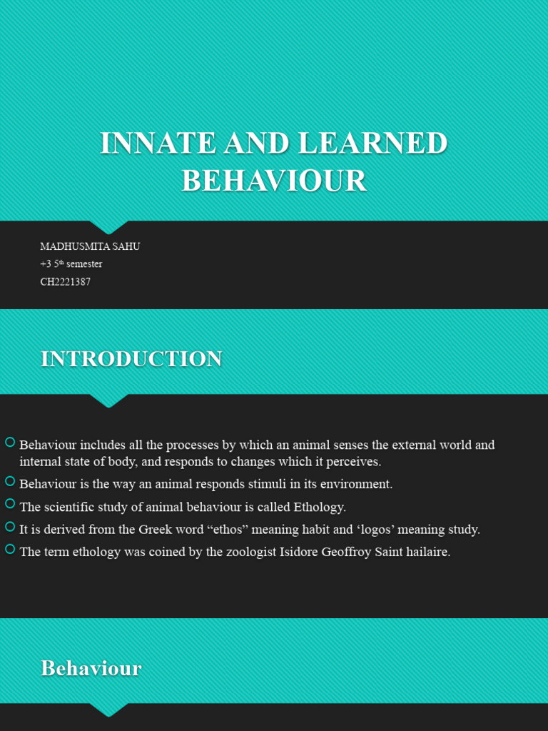 Innate and Learned Behaviour | PDF | Ethology | Instinct