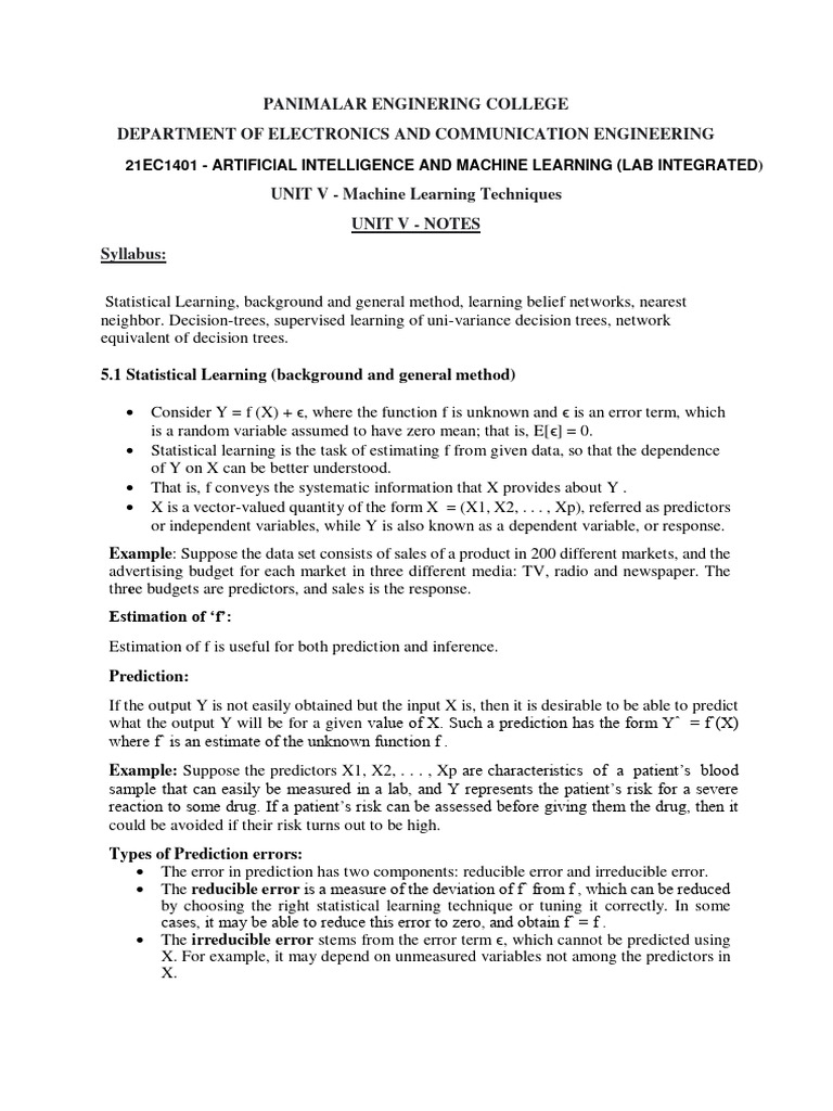 Aiml Unit 5 Notes Pdf Bayesian Network Dependent And Independent