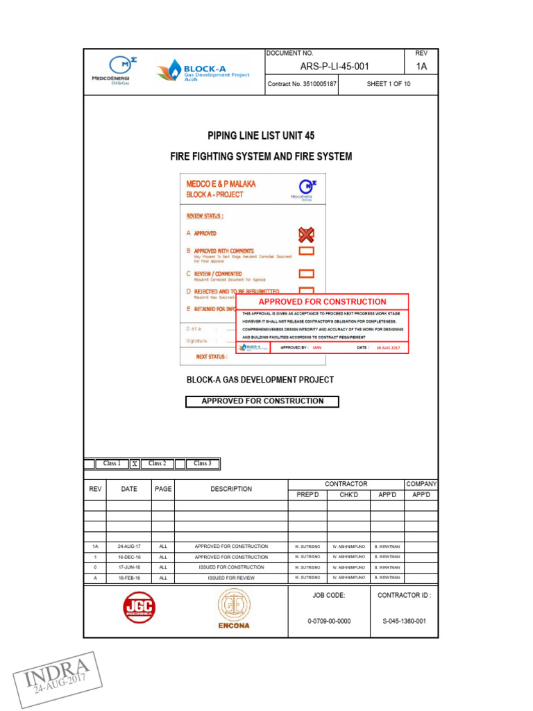 Block-A Gas Project Piping Line List | PDF | Gases | Mechanical Engineering