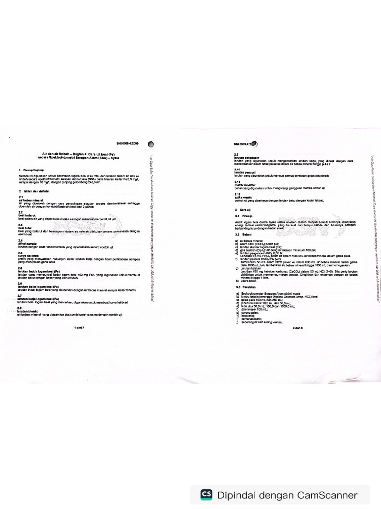 Cara uji besi (Fe) SNI | PDF