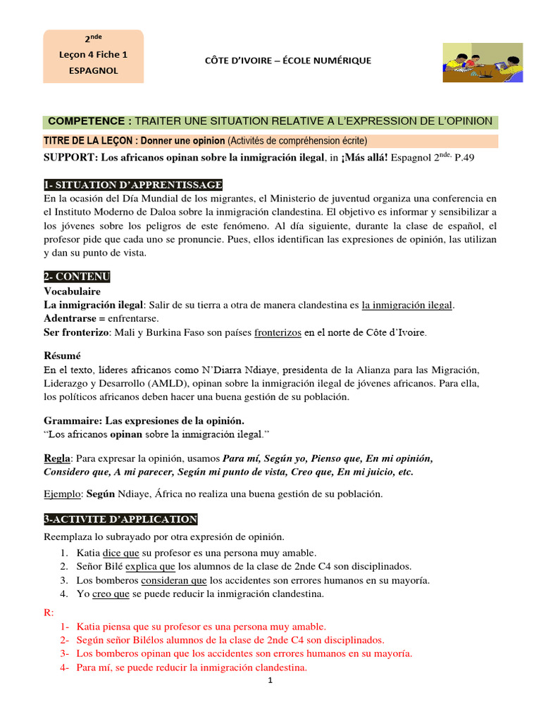 L13 Donner Une Opinion | PDF | Trabajo infantil | Inmigración