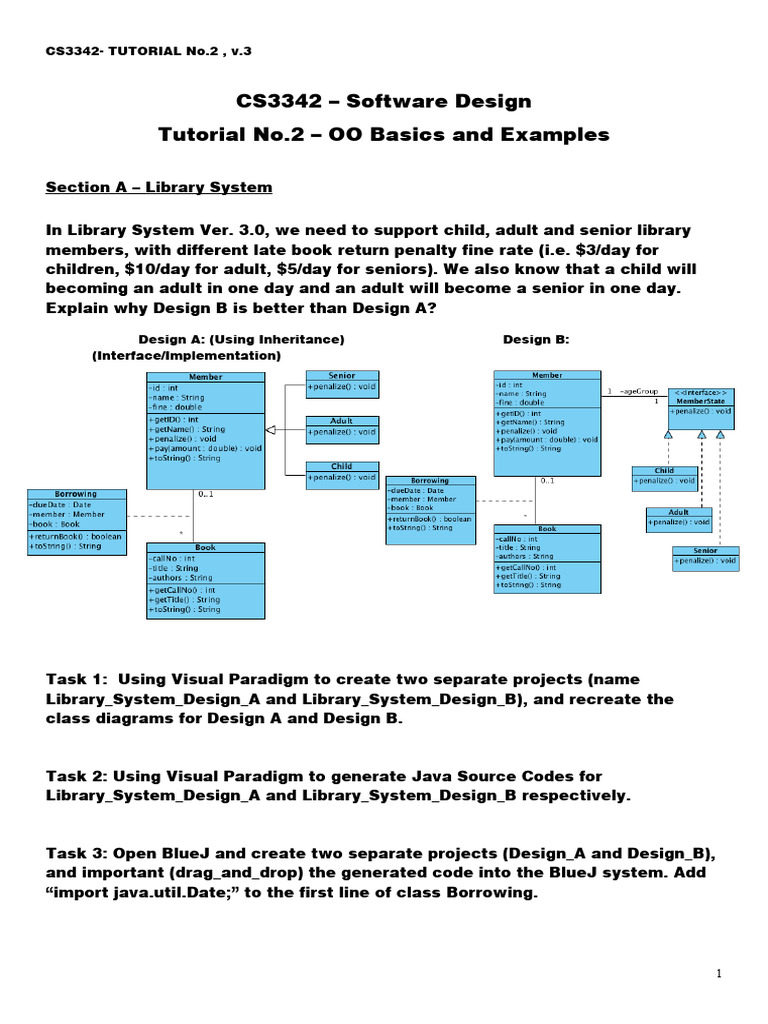CS3342 Tutorial w02 03 OOExamplesAndExercises | PDF | Class (Computer ...