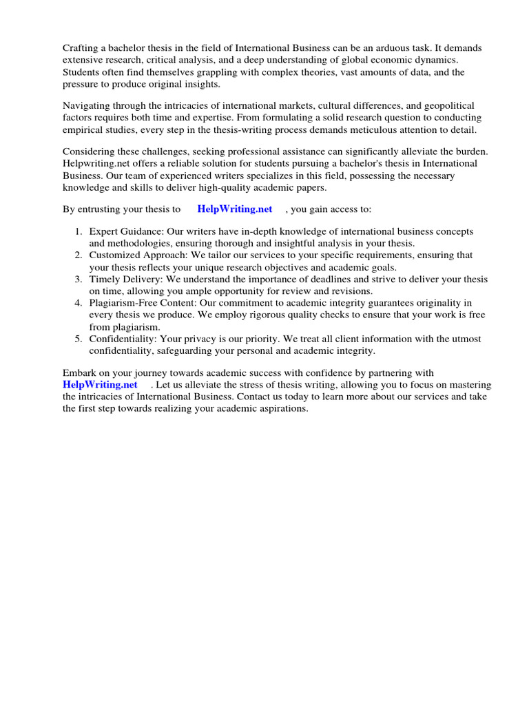 Bachelor Thesis Example International Business | PDF | Thesis ...