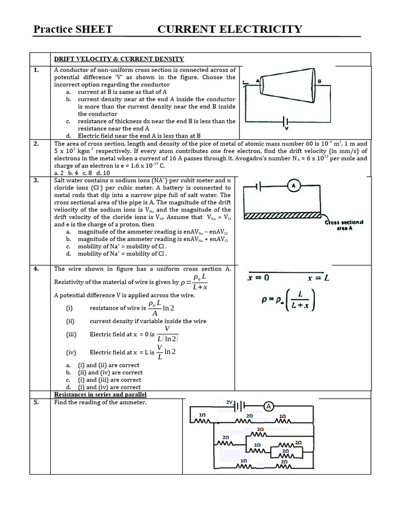 CPP 2 Current Electricity Part 1 | PDF | Electrical Resistance And Conductance | Voltage