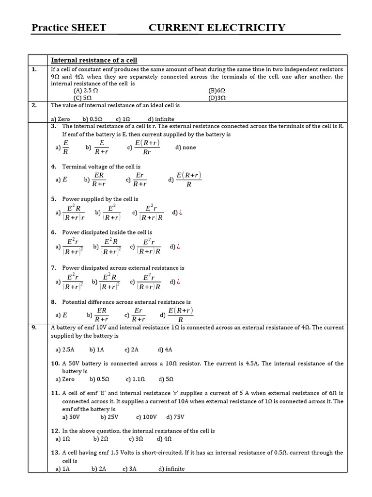 CPP 3 Current Electricity Part 2 | PDF | Series And Parallel Circuits | Resistor