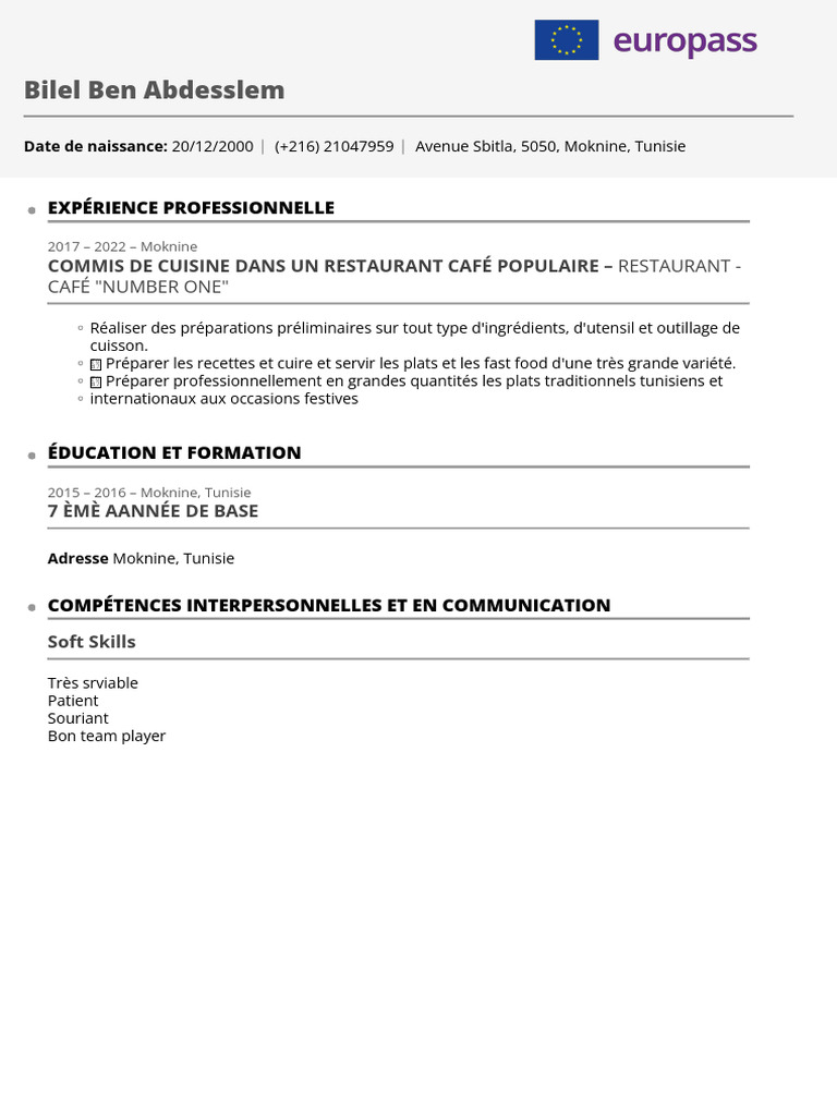 CV Bilel Ben Abdesslem 3 | PDF