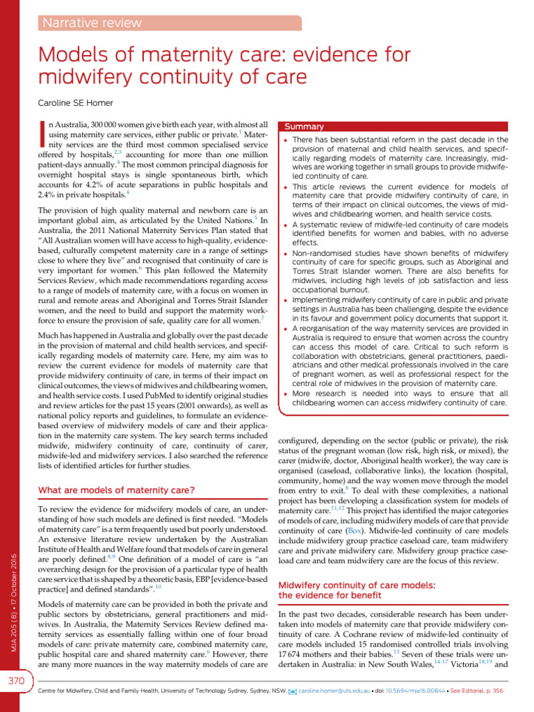 Mja16 00844 | PDF | Midwife | Midwifery