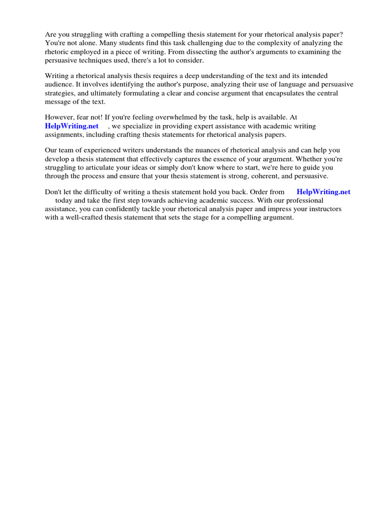 Writing A Rhetorical Analysis Thesis Statement | PDF | Rhetoric | Essays
