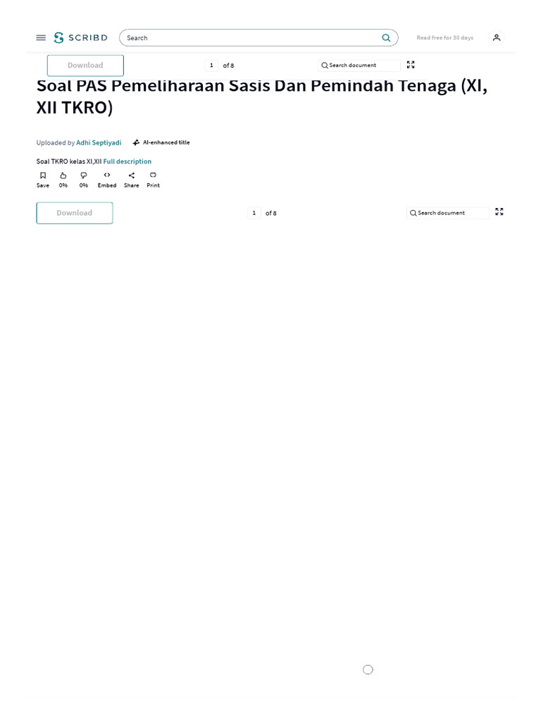 Soal PAS Pemeliharaan Sasis Dan Pemindah Tenaga (XI, XII TKRO) - PDF | PDF | Scribd | E Commerce