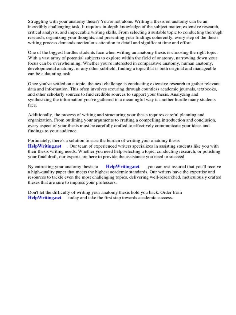 Anatomy Thesis Topics | PDF | Thesis | Anatomy