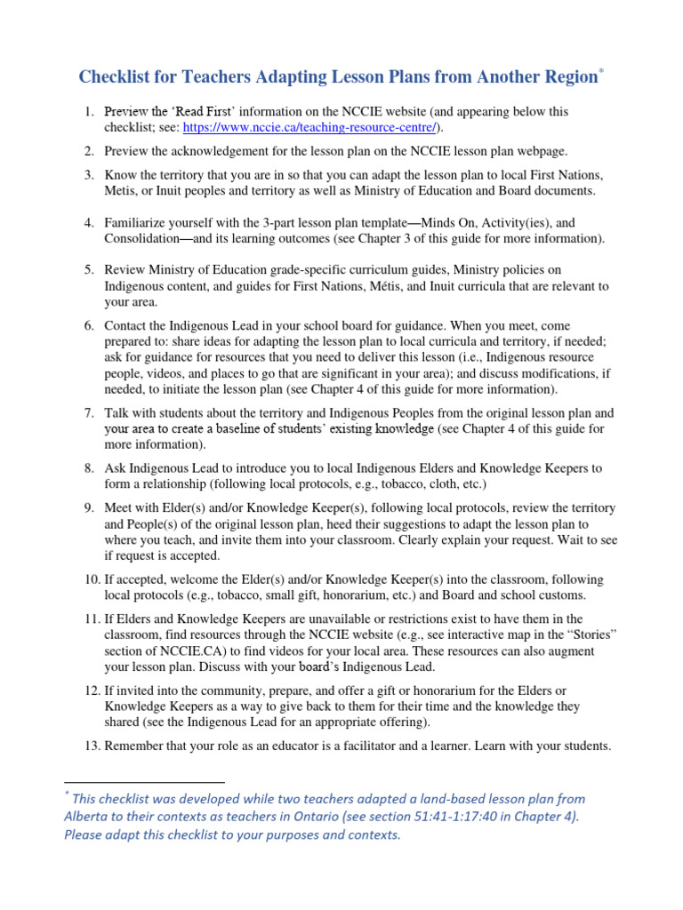 Checklist LD Edits FINAL | PDF | Lesson Plan | Curriculum