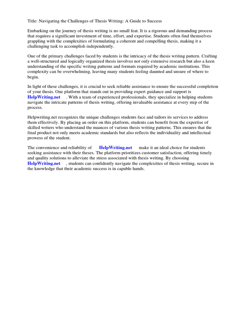 Thesis Writing Pattern | PDF