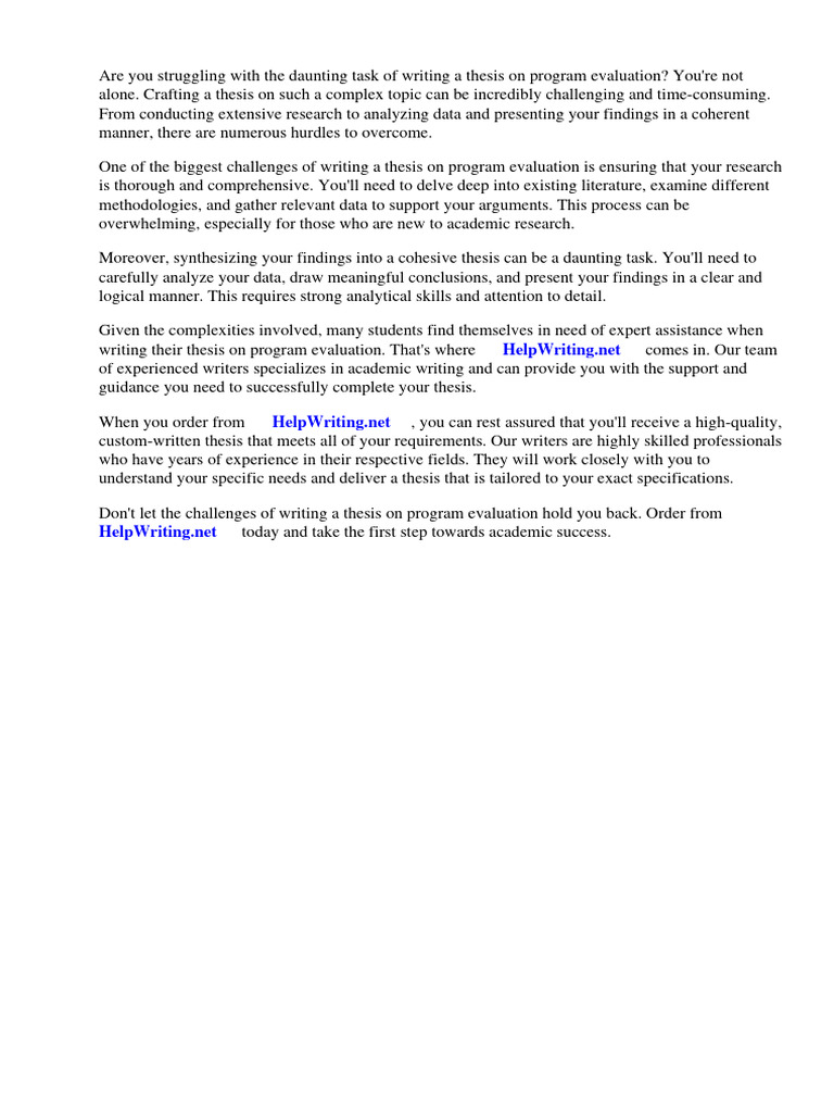 Thesis Program Evaluation | PDF Thesis Program Evaluation | PDF