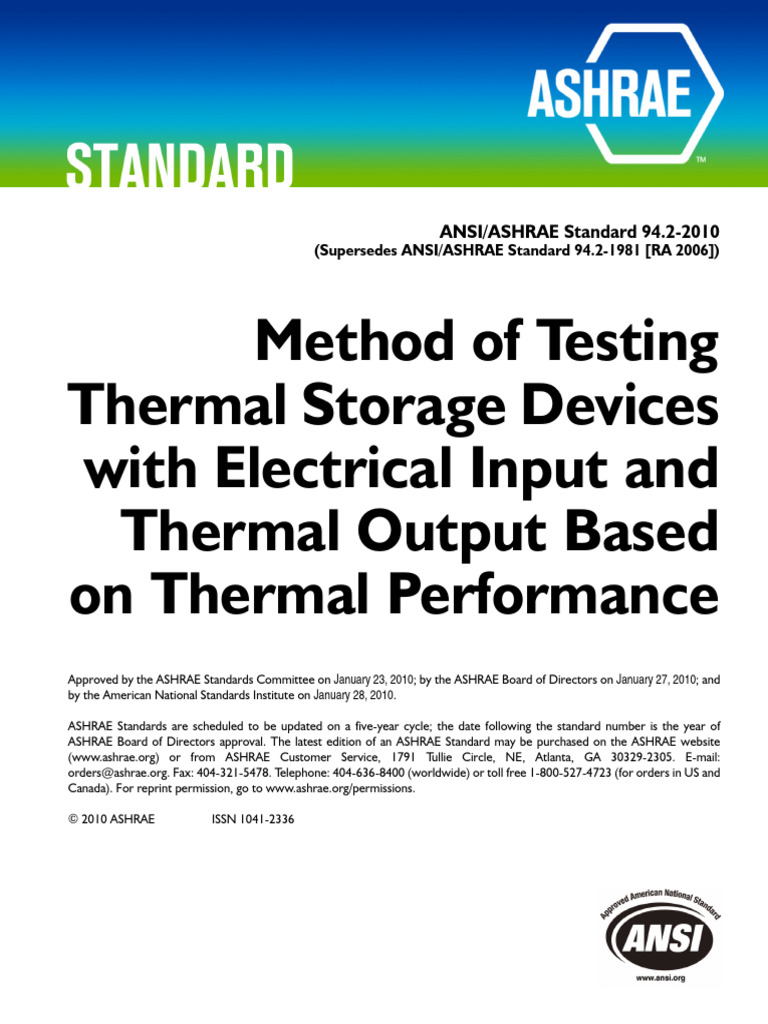 Ansi Ashrae Standard 94.2-2010 | PDF | Heat | Thermocouple