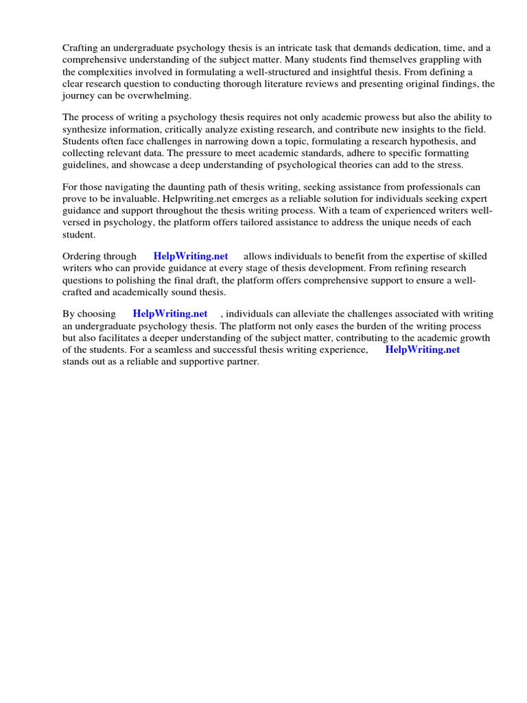Undergraduate Psychology Thesis Examples | PDF | Thesis | Psychology