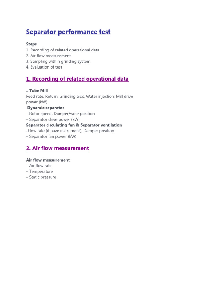 Separator performance test | PDF