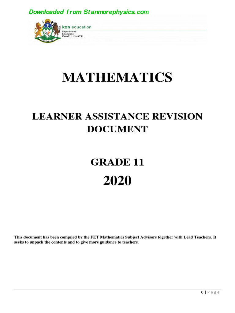 Maths GR 11 Learner Assistance Rev Document | PDF | Factorization ...