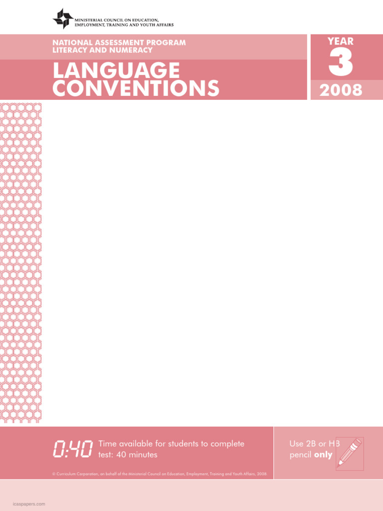 Year 3 Language Conventions Test | PDF | Linguistics | Human Communication