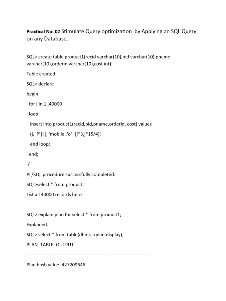 PR - 2 Simulate Query Optimization | PDF