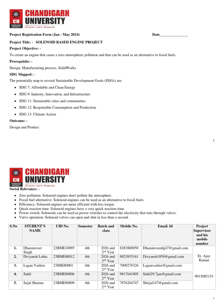Project Registration Form NEW | PDF