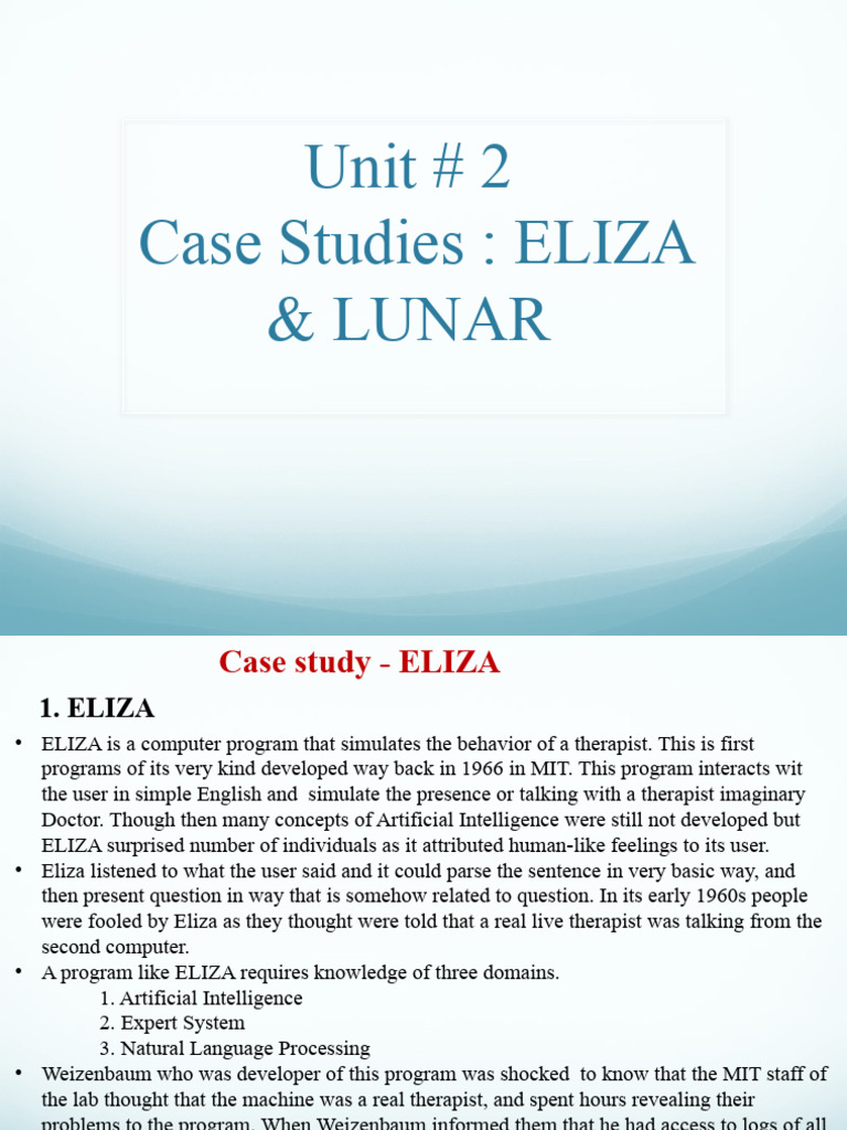 05 - Case Study Eliza & Lunar | PDF | Parsing | Systems Science