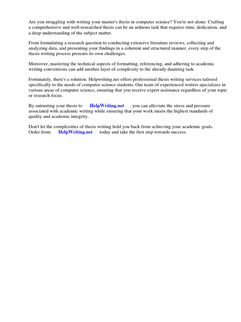 Master Thesis in Computer Science PDF | PDF | Cloud Computing | Thesis