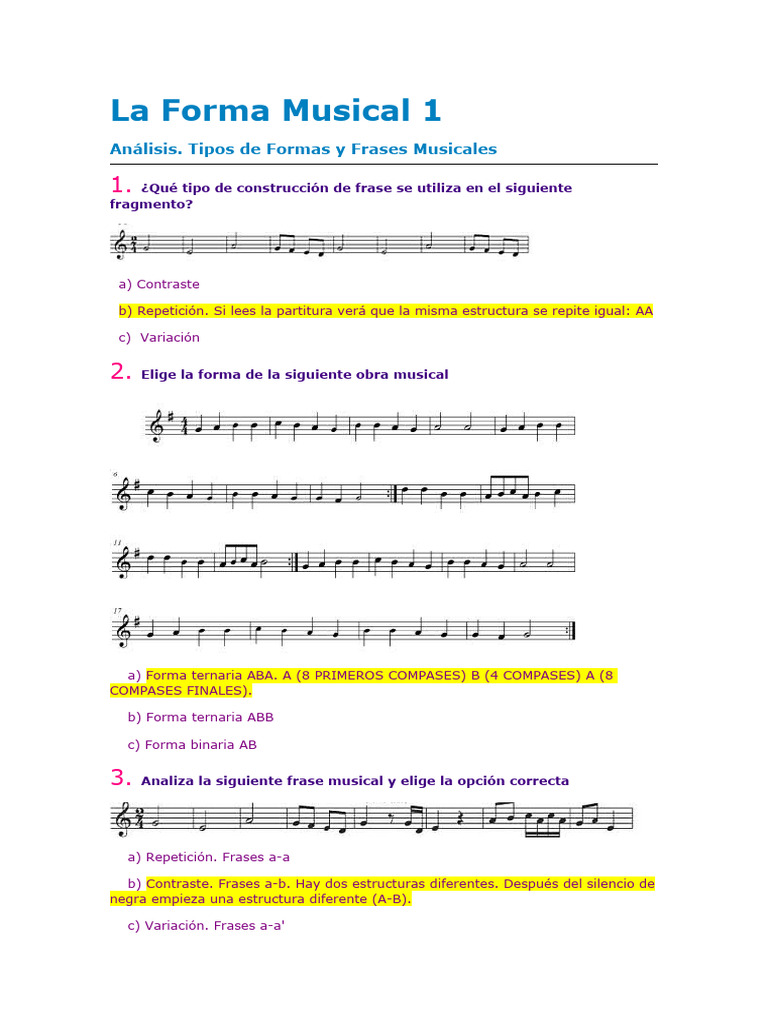 Análisis de Formas Musicales y Frases | PDF | Artes del Lenguaje y ...
