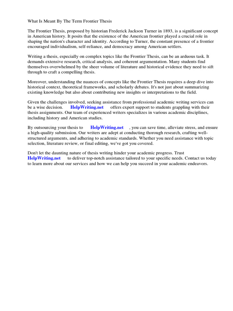 What Is Meant by The Term Frontier Thesis | PDF | American Frontier ...