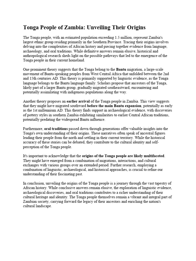 Batonga - A Journey | Download Free PDF | Zambia | Traditions