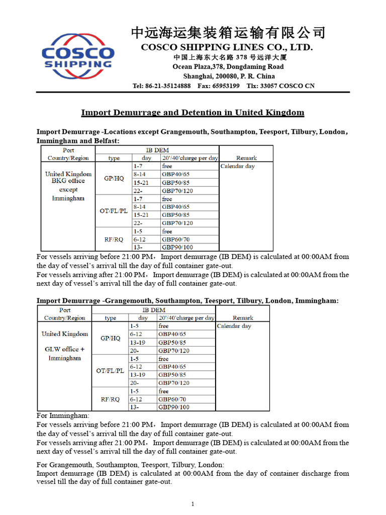 UK Import Demurrage and Detention Guide | PDF | Shipping | Water Transport