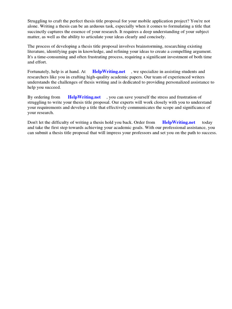 Thesis Title Proposal For Mobile Application | PDF | Career & Growth