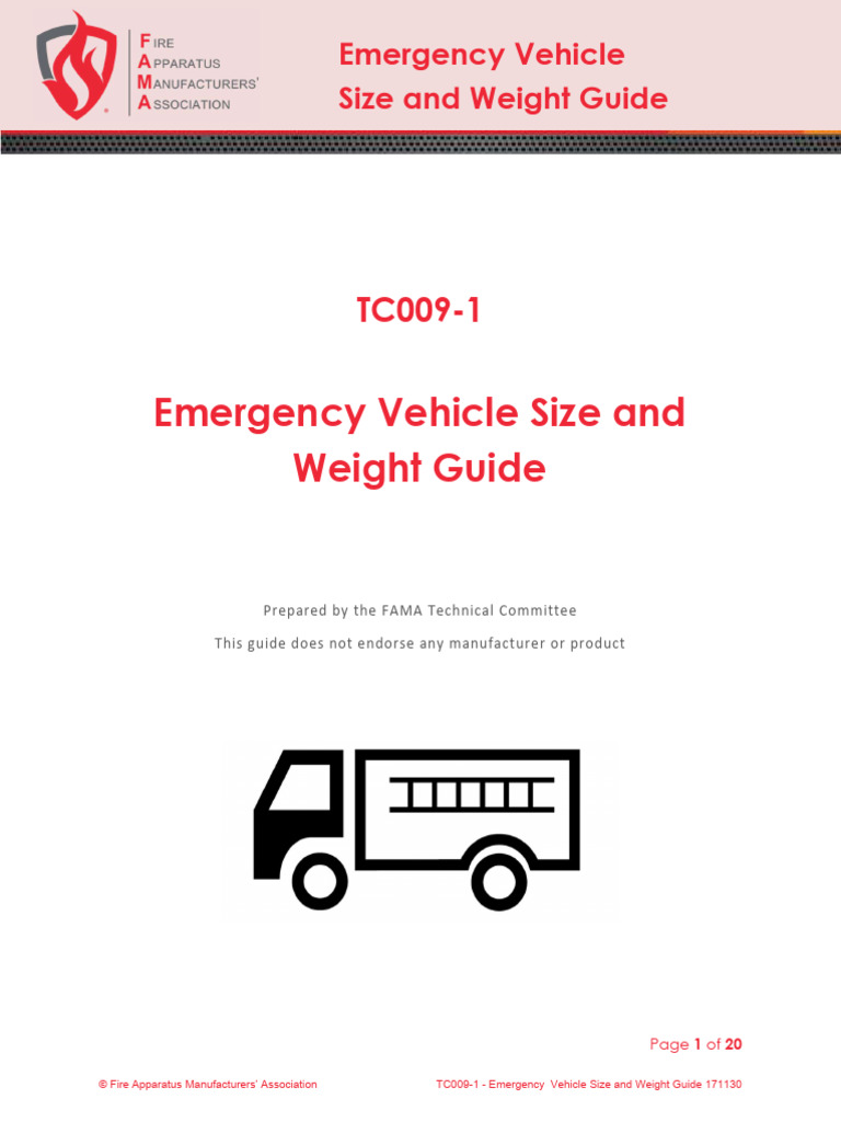 TC009 1 Emergency Vehicle Size and Weight Guide 171130 1 | PDF | Fire ...