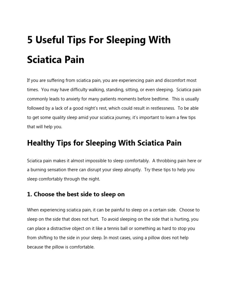 5 Useful Tips For Sleeping With Sciatica Pain Download Free Pdf
