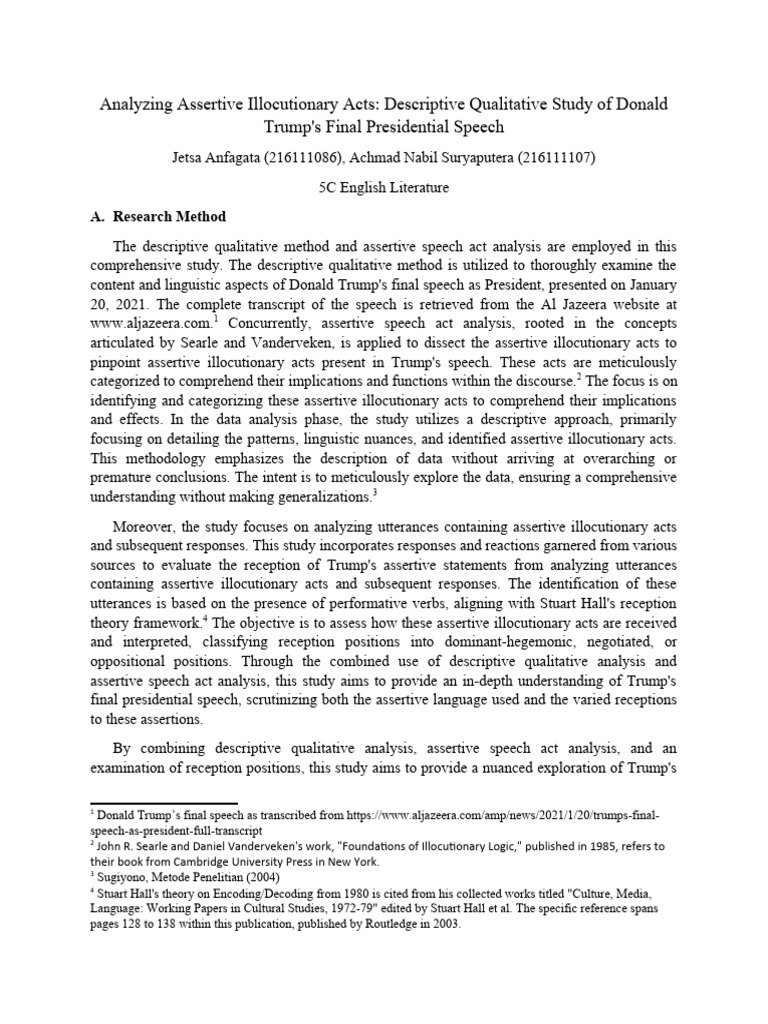 Analyzing Assertive Illocutionary Acts - Descriptive Qualitative Study ...