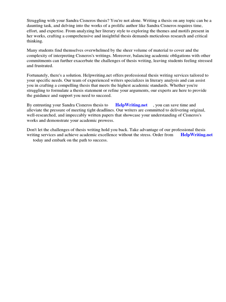 My Name Sandra Cisneros Thesis | PDF