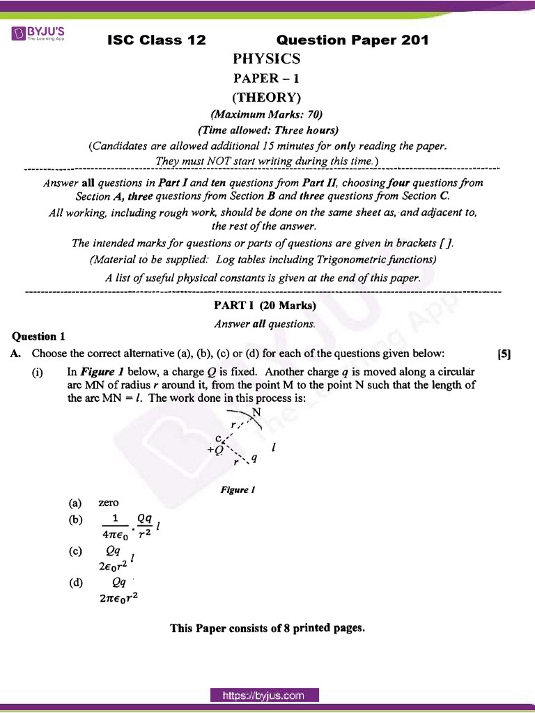 ISC 2016 Physics Exam Paper Analysis | PDF | Inductor | Refractive Index
