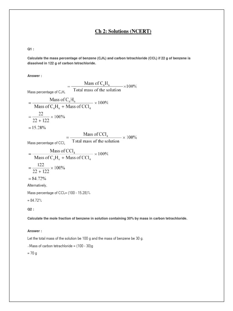 Ch 2 NCERT | PDF | Mole (Unit) | Molar Concentration