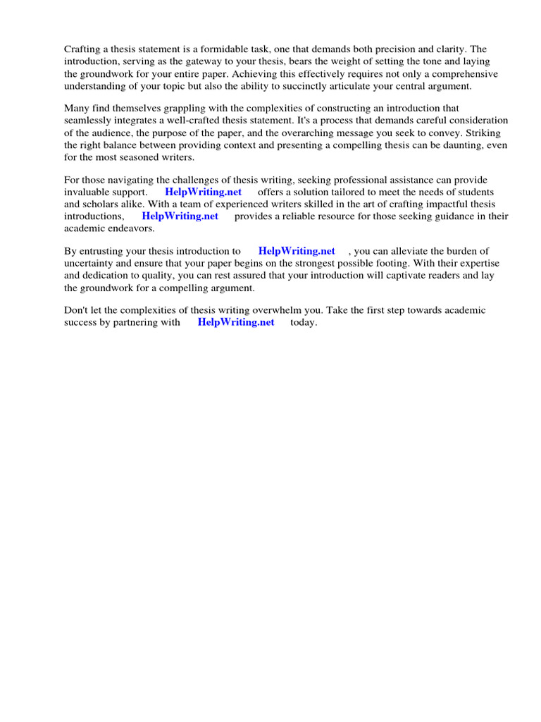 How To Make An Introduction With A Thesis Statement | PDF | Essays | Thesis