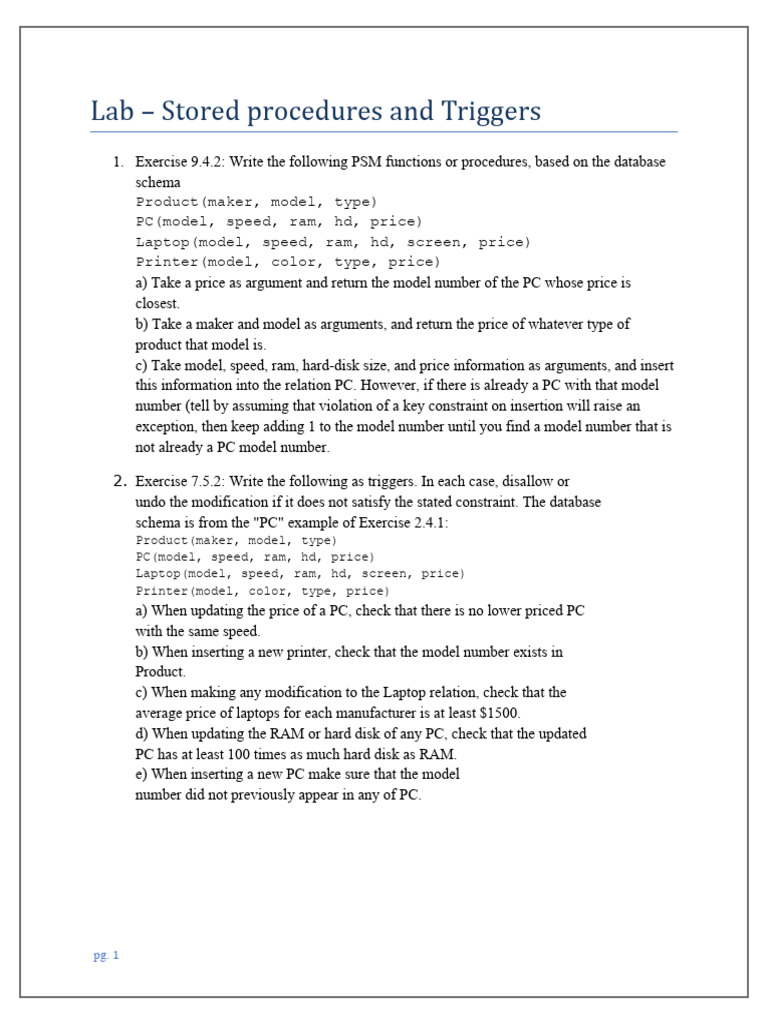 Stored Procedures and Triggers Lab | PDF | Teaching Methods & Materials