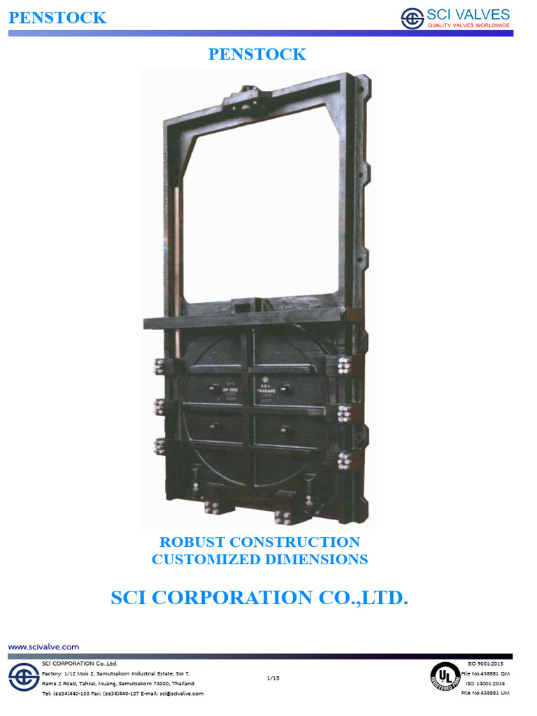 Sluice Gate Penstock | PDF | Screw | Mechanical Engineering