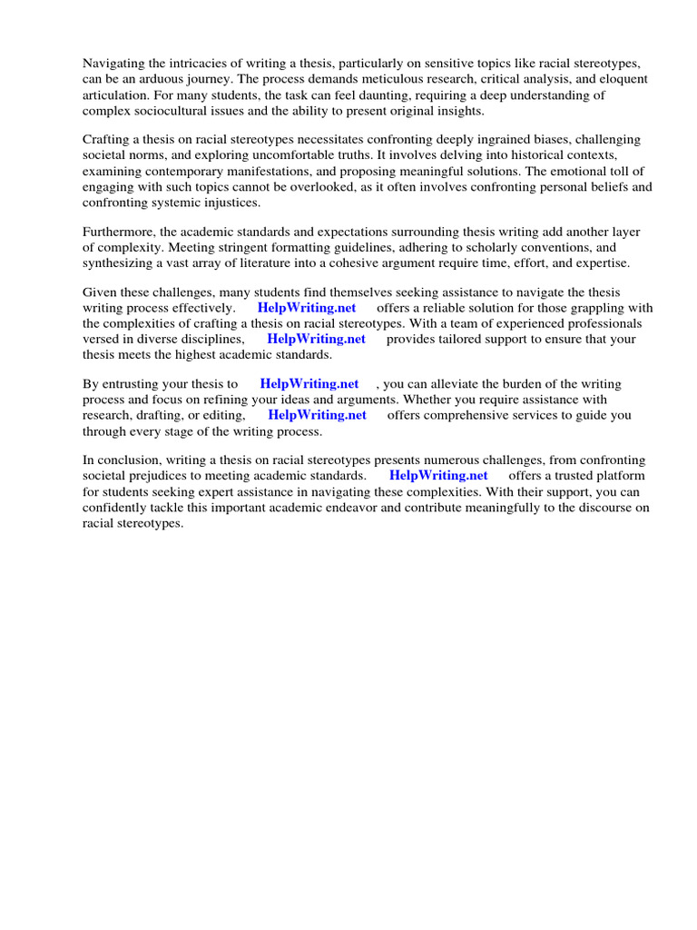 Thesis Racial Stereotypes | PDF | Stereotypes | Racism