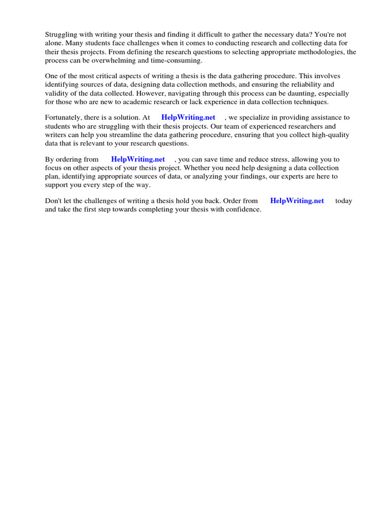 Data Gathering Procedure Thesis Example Pdf Data Survey Methodology