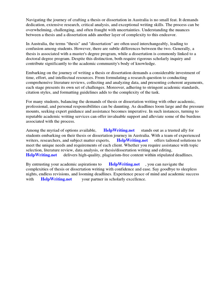 Difference Between Thesis and Dissertation Australia | PDF | Thesis ...