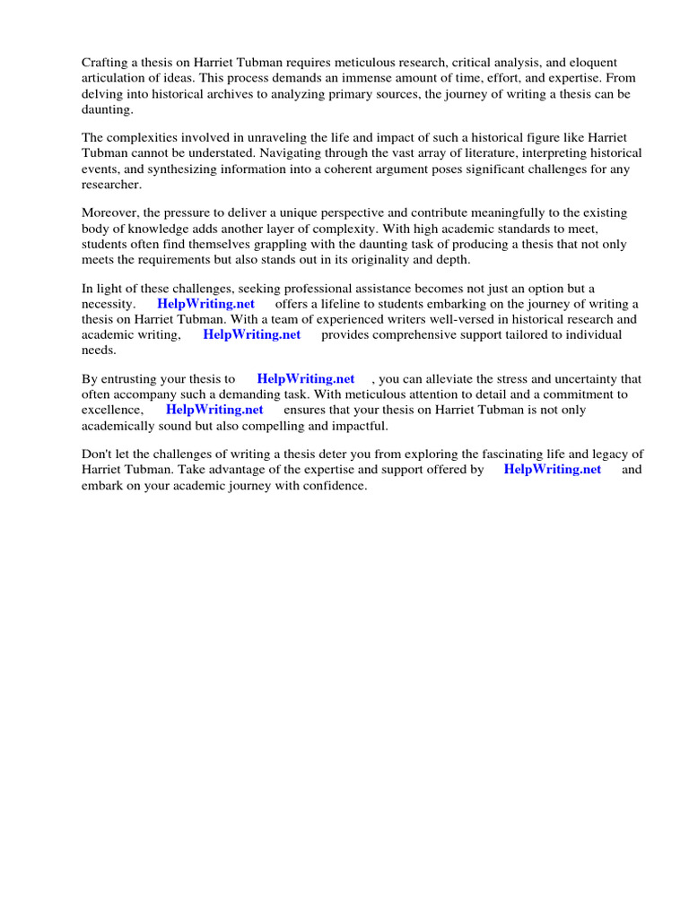 Harriet Tubman Research Paper Thesis | PDF | Underground Railroad ...
