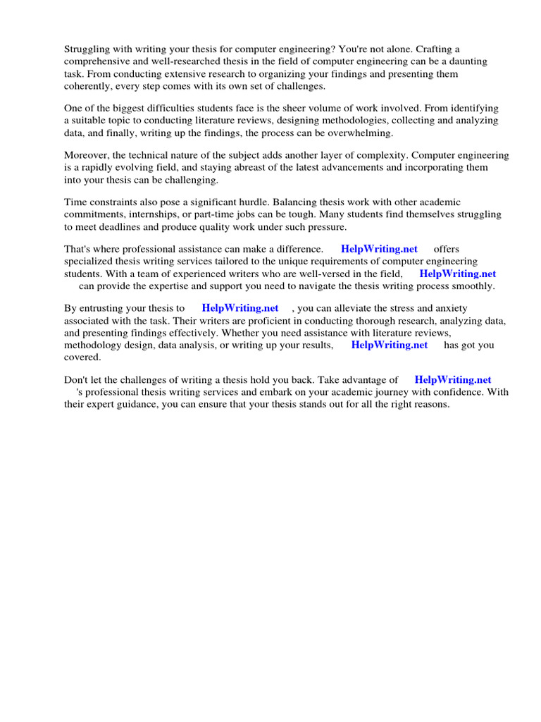 Thesis Writing Help for Computer Engineering | PDF | Engineering | Computer Science