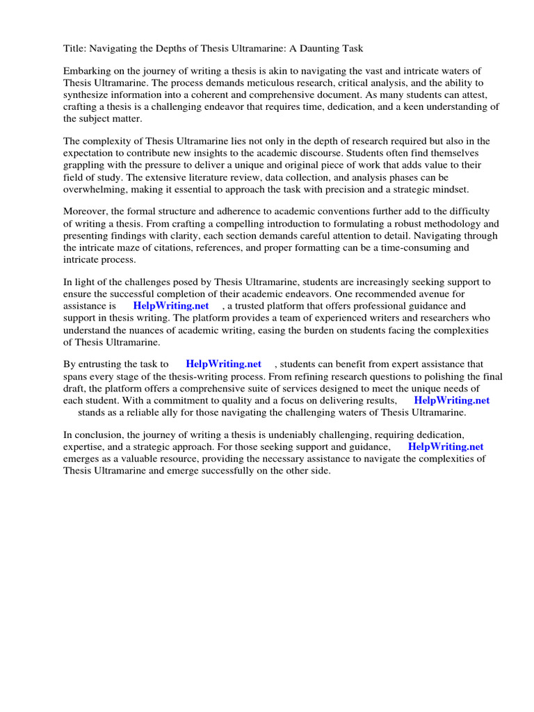 Thesis Ultramarine | PDF | Thesis